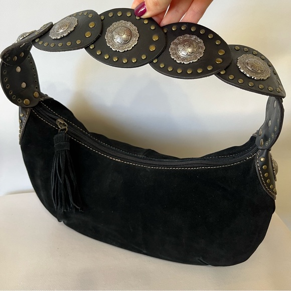 Fossil | Bags | Vintage Fossil Black Suede Leather Concho Bag | Poshmark